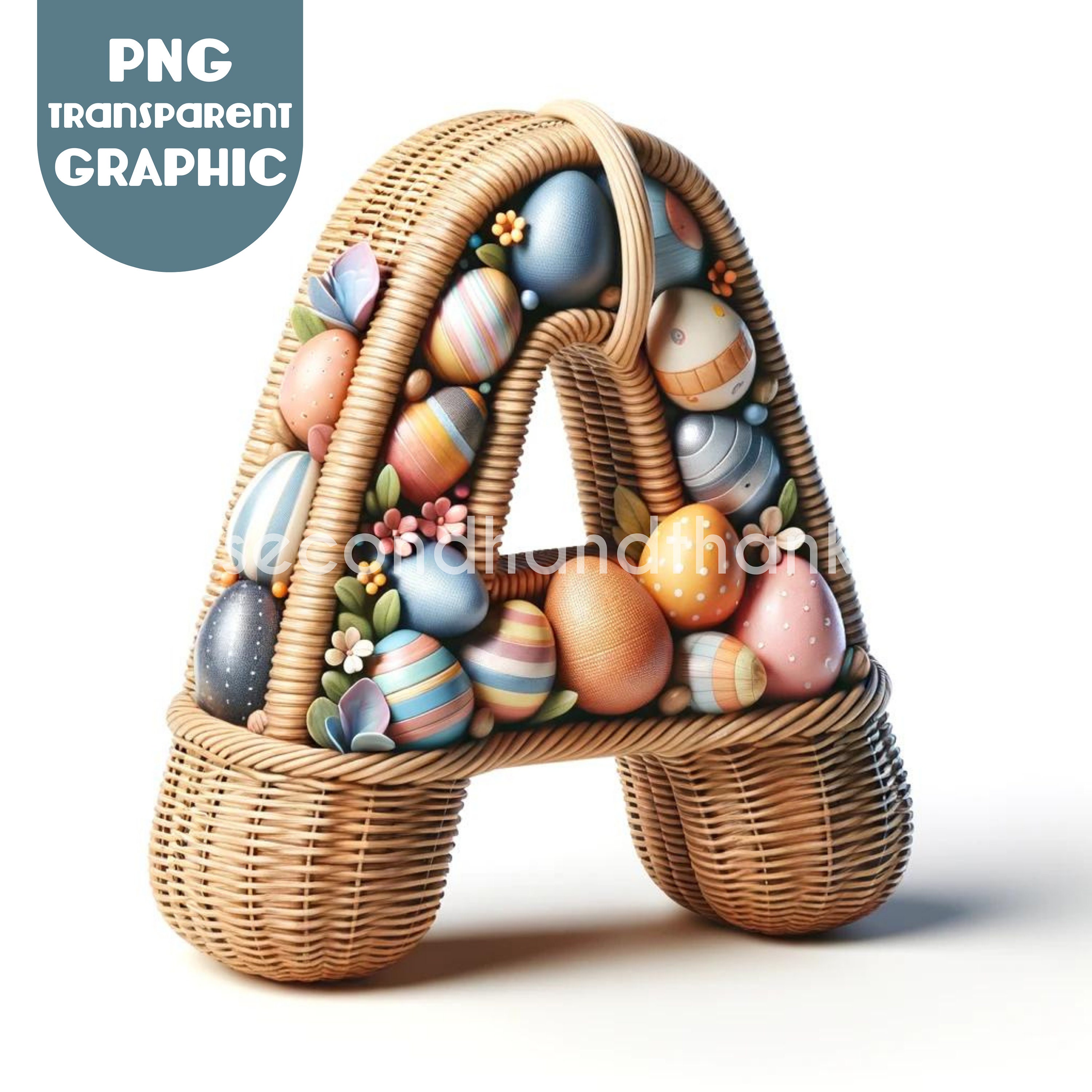 Easter Alphabet Clipart, Easter Font, Easter Basket Clipart, Doodle ...