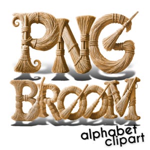 Witches Broom Clipart PNG Font | Halloween Alphabet Doodle Clip Art ...