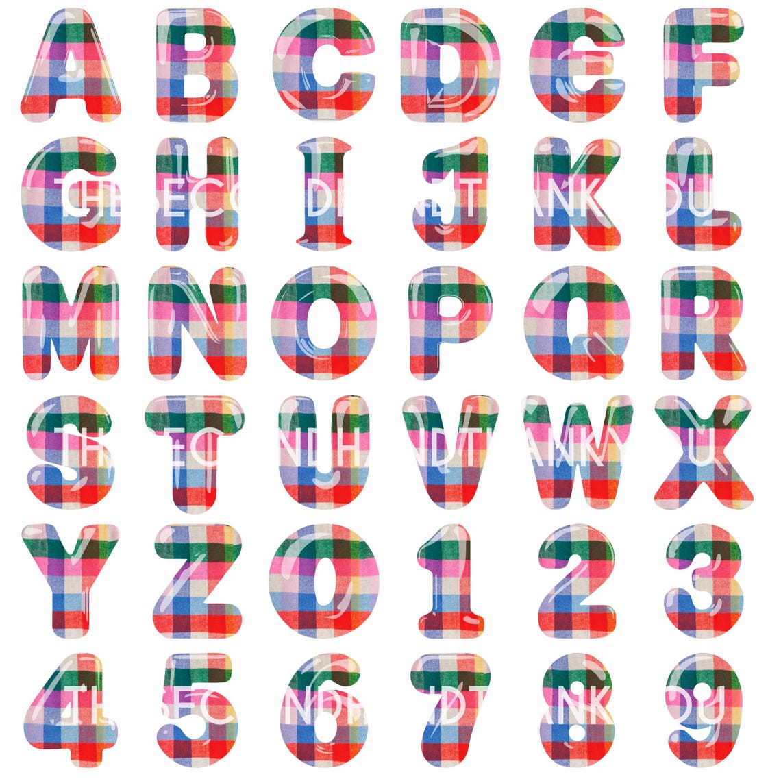 Picnic Plaid Alphabet Clipart Set – 3D Plaid Letters and Numbers PNG ...