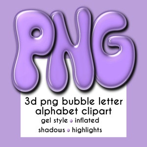 Groovy Bubble Letters, Purple Puffy PNG Font, Wavy Retro Cute Doodle ...