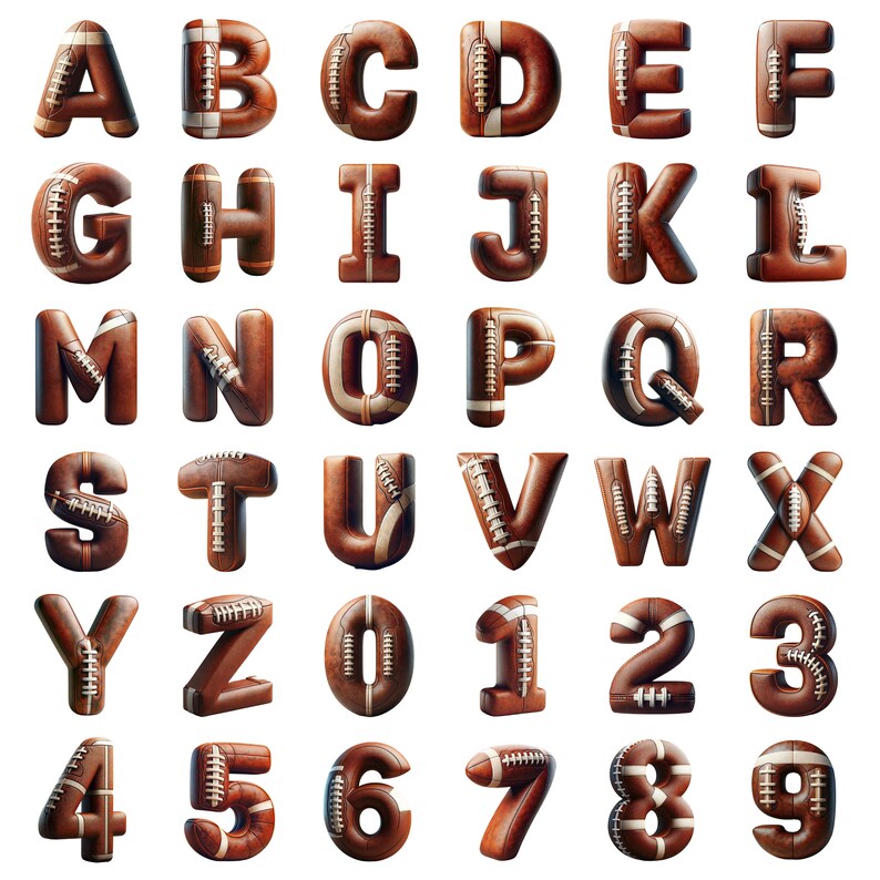 Football Alphabet, Football Clipart, Football PNG, Football Font ...