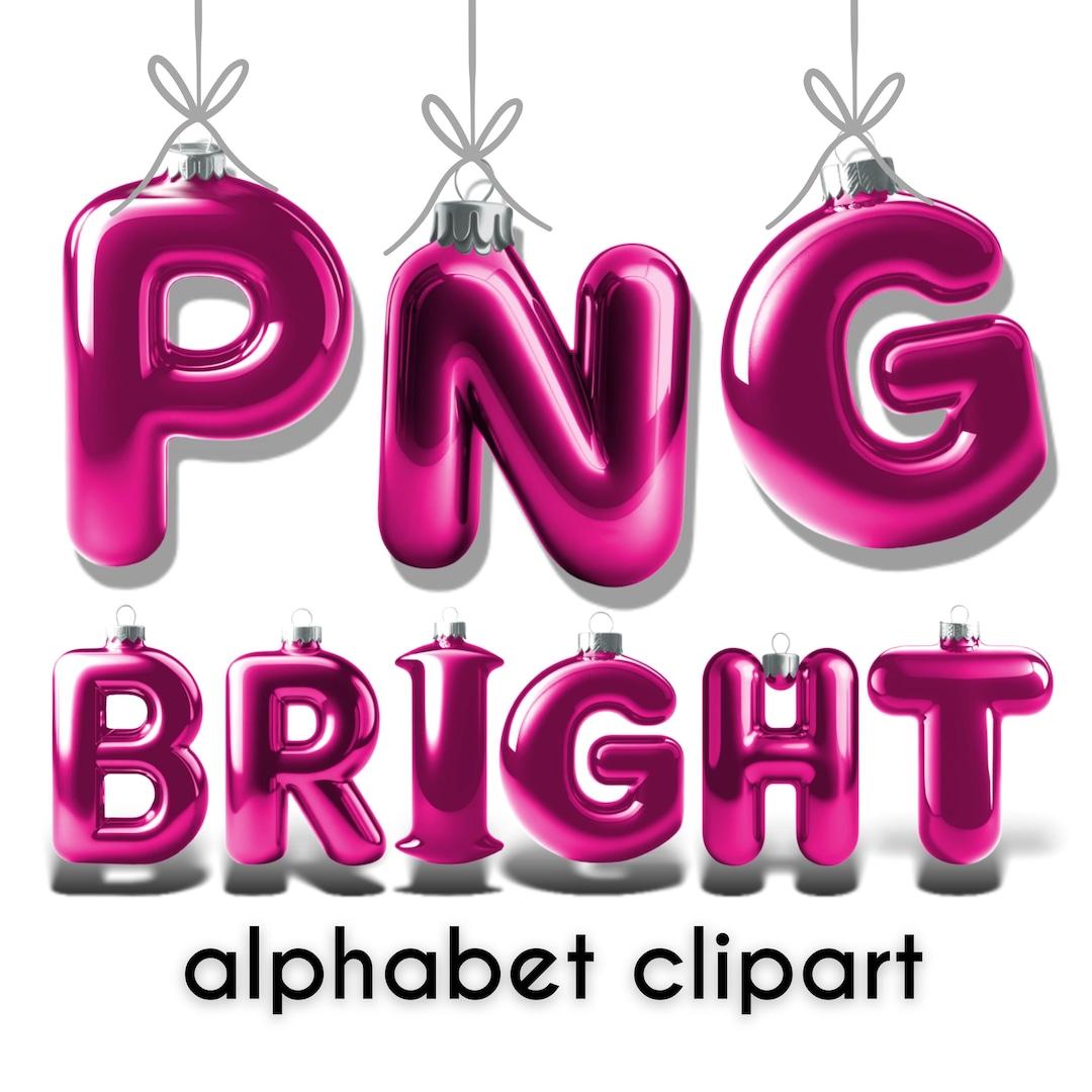 Pink Christmas Card Clipart Font| Shiny Bright Colorful Holiday PNG ...
