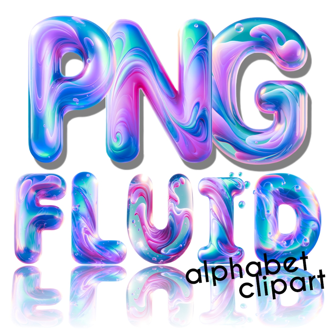 Liquid Font Bubble PNG Letters: Cool 2000s Y2K Millennial Trippy Chrome ...
