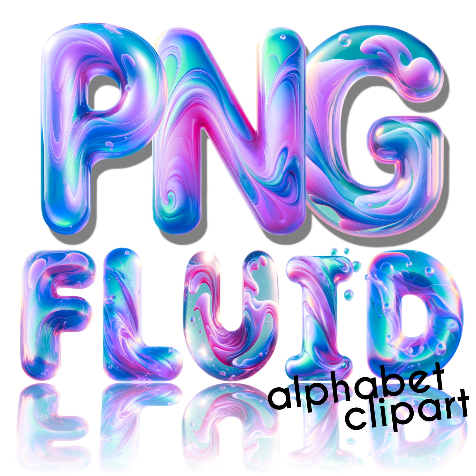Liquid Font Bubble PNG Letters: Cool 2000s Y2K Millennial Trippy Chrome ...
