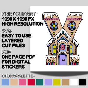 Gingerbread SVG Alphabet, PNG Printable Gingerbread House Clipart ...