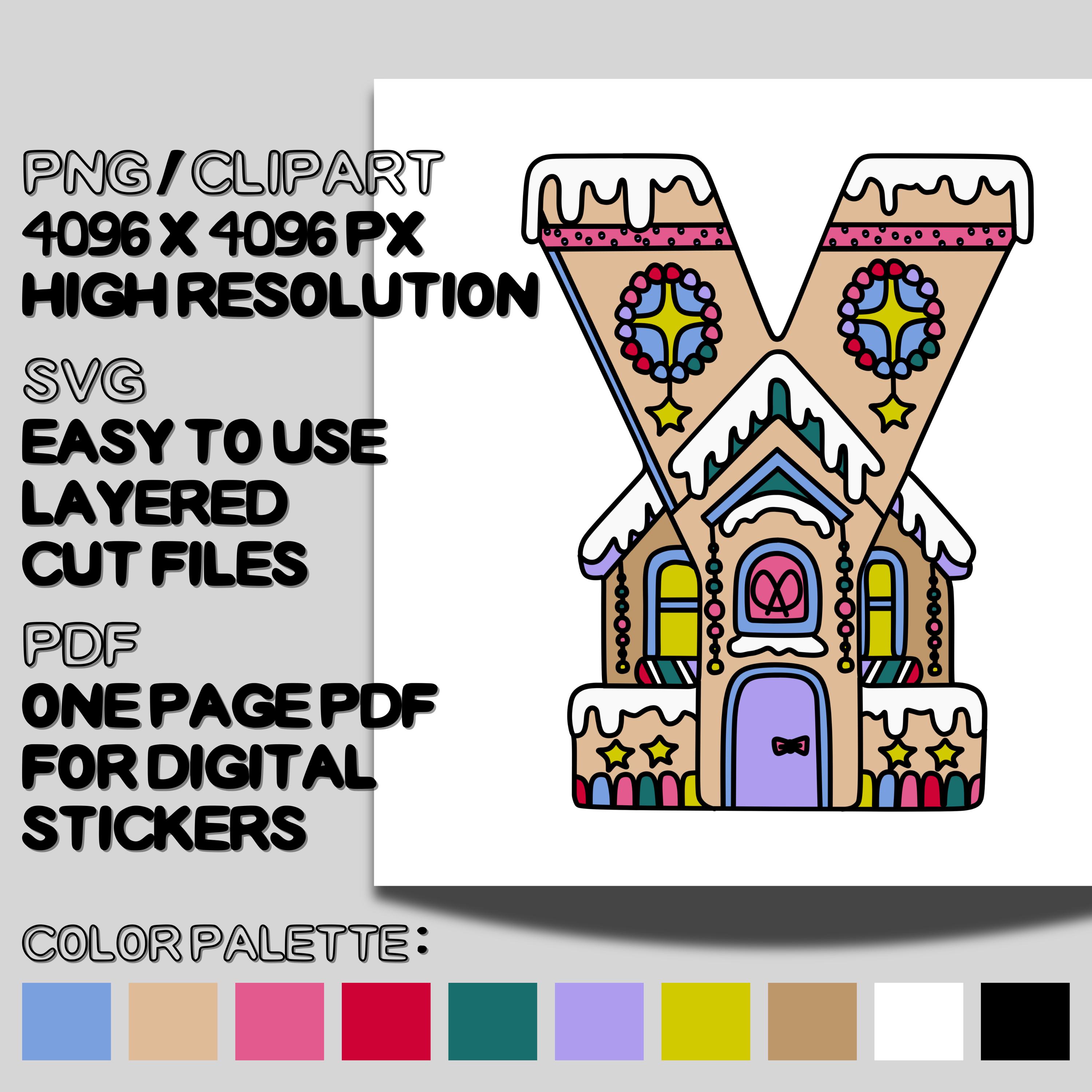 Gingerbread SVG Alphabet, PNG Printable Gingerbread House Clipart ...
