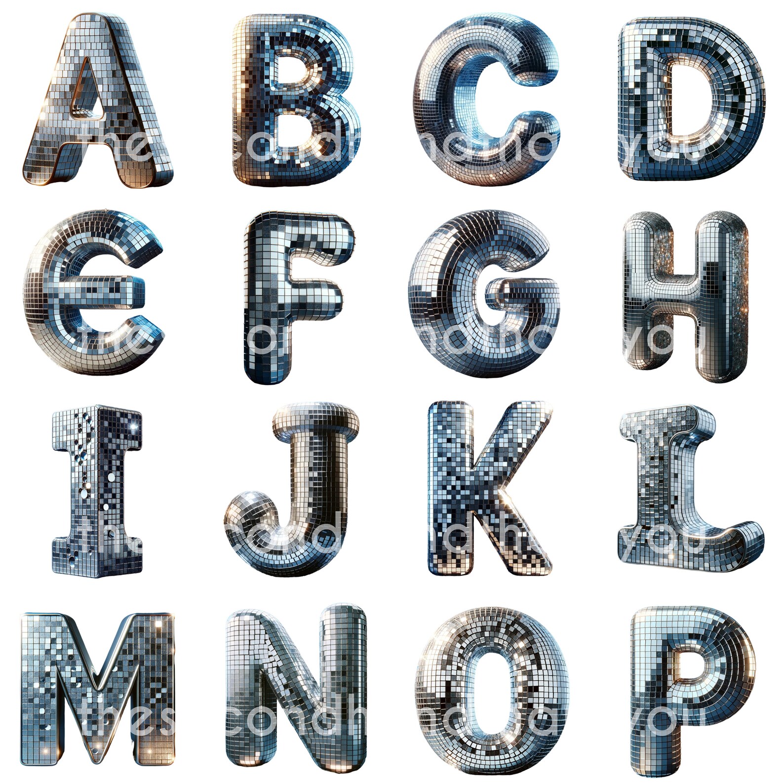 Disco Ball PNG, 3D Alphabet, Doodle Letters, Doodle Font, Silver Shiny ...