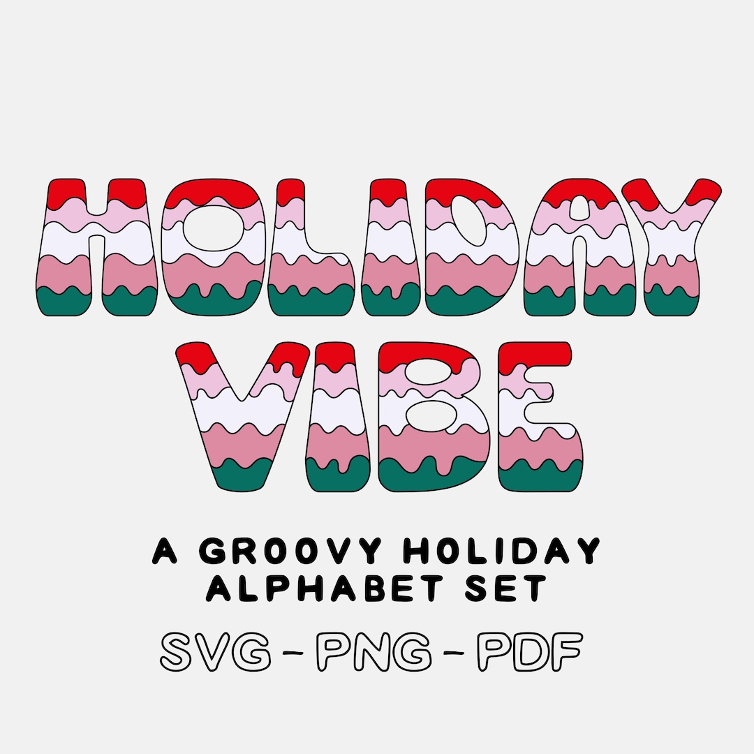 Christmas SVG Alphabet, Retro Holiday Clipart, PNG Letters & Numbers ...