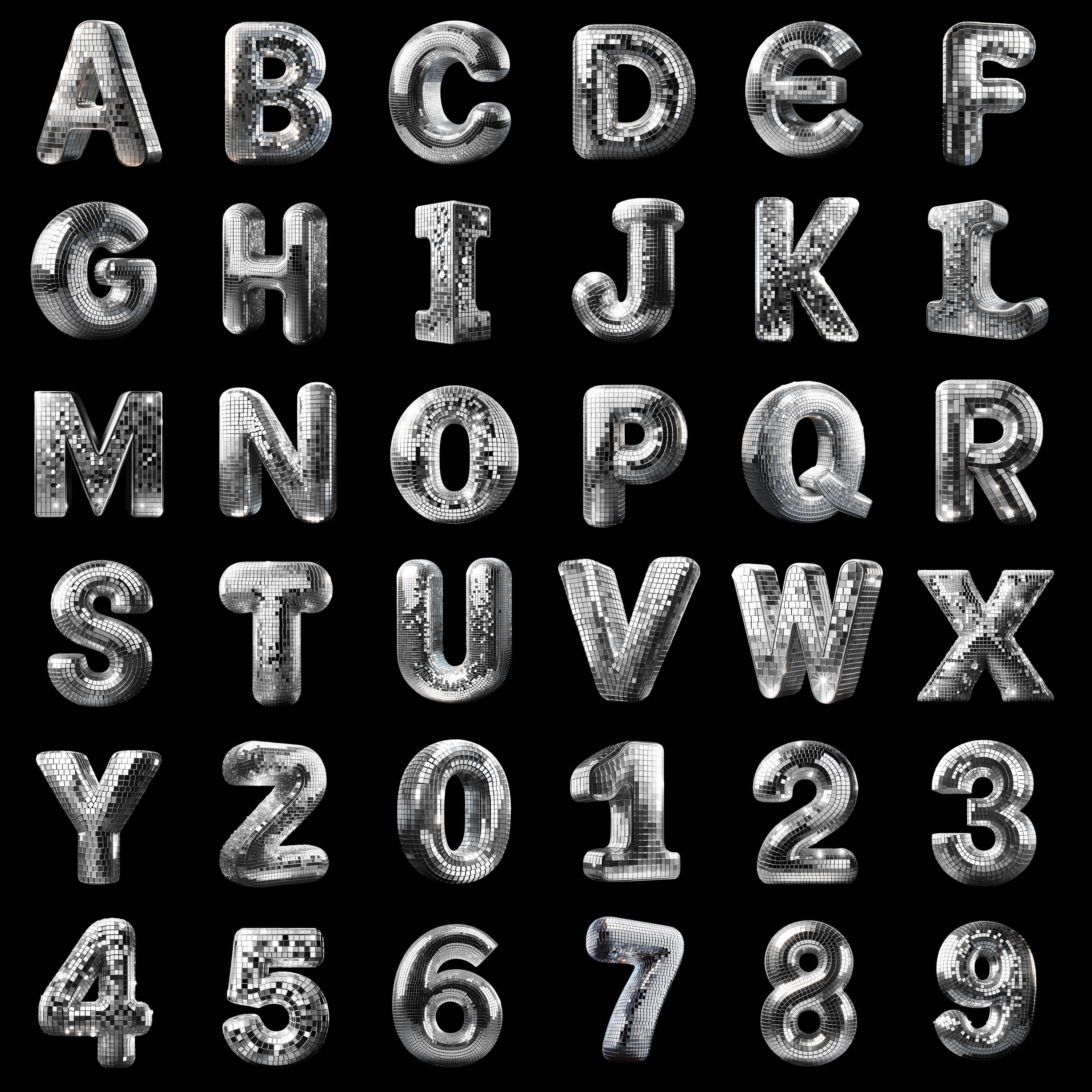 Disco Ball PNG, 3D Alphabet, Doodle Letters, Doodle Font, Silver Shiny ...