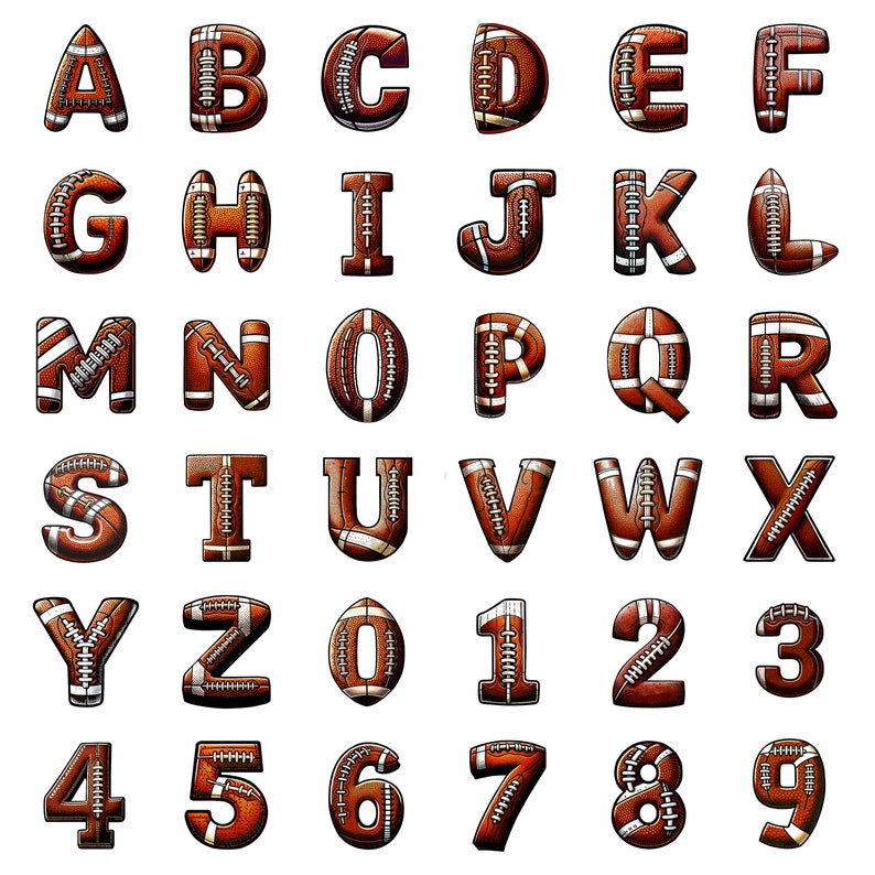 Football Font PNG, Doodle Letter Font, 3D Letters, Alphabet PNG ...