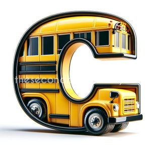School Bus PNG Clipart, Doodle Letters, Doodle Font, 3D Font, 3D ...
