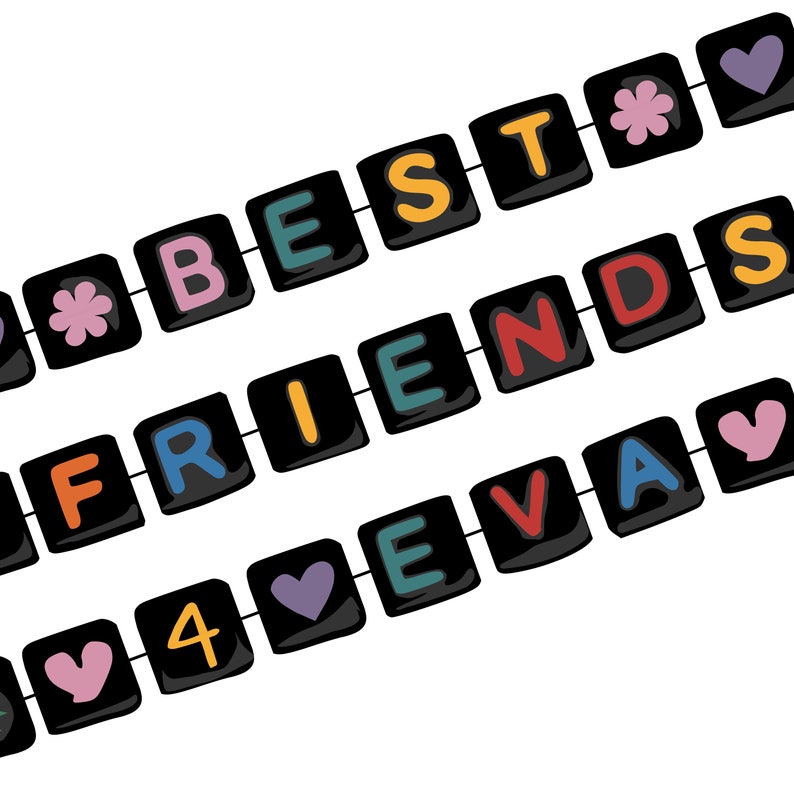 Friendship Bead Bracelet SVG, Alphabet Bead, Doodle Letters, Doodle ...