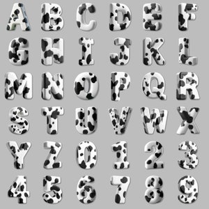 Cow Font Letters, Farm Alphabet Set, PNG Doodle Letter Font, Alpha Clip ...