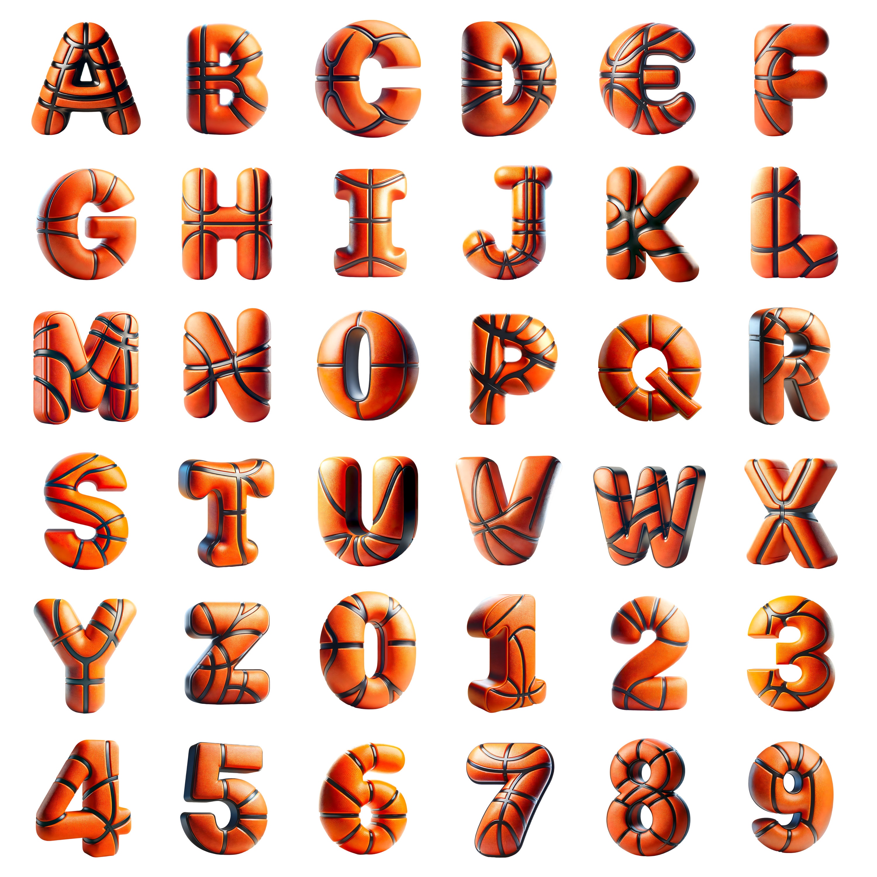 Basketball PNG, Doodle Letters, Doodle Font, 3D Letters, Alphabet PNG ...