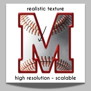Baseball PNG Varsity Font, 3D PNG Letters, Baseball Doodle Letters ...