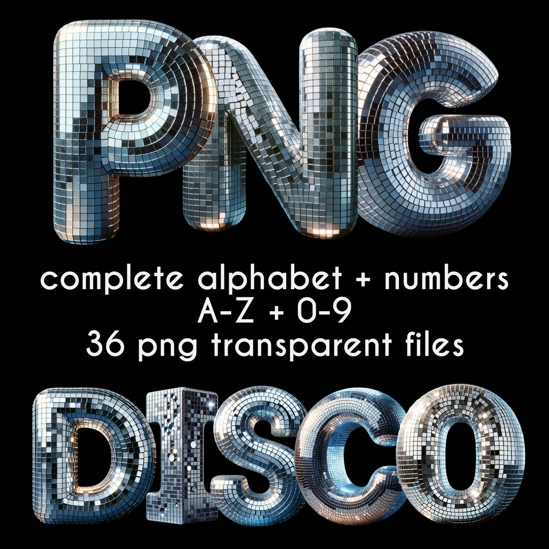 Disco Ball PNG, 3D Alphabet, Doodle Letters, Doodle Font, Silver Shiny ...