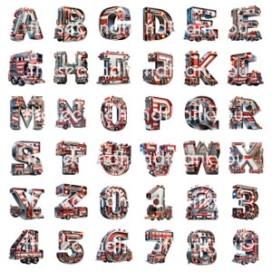 Fire Truck PNG, Doodle Letters, Doodle Font, 3D Letters, Alphabet PNG ...