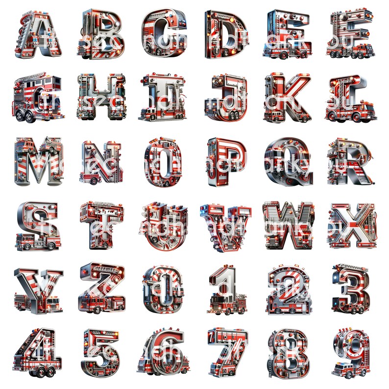 Fire Truck PNG, Doodle Letters, Doodle Font, 3D Letters, Alphabet PNG ...