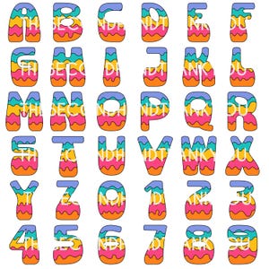 Groovy Alphabet SVG PNG, Retro Wavy Bubble Letters, Printable ABC ...