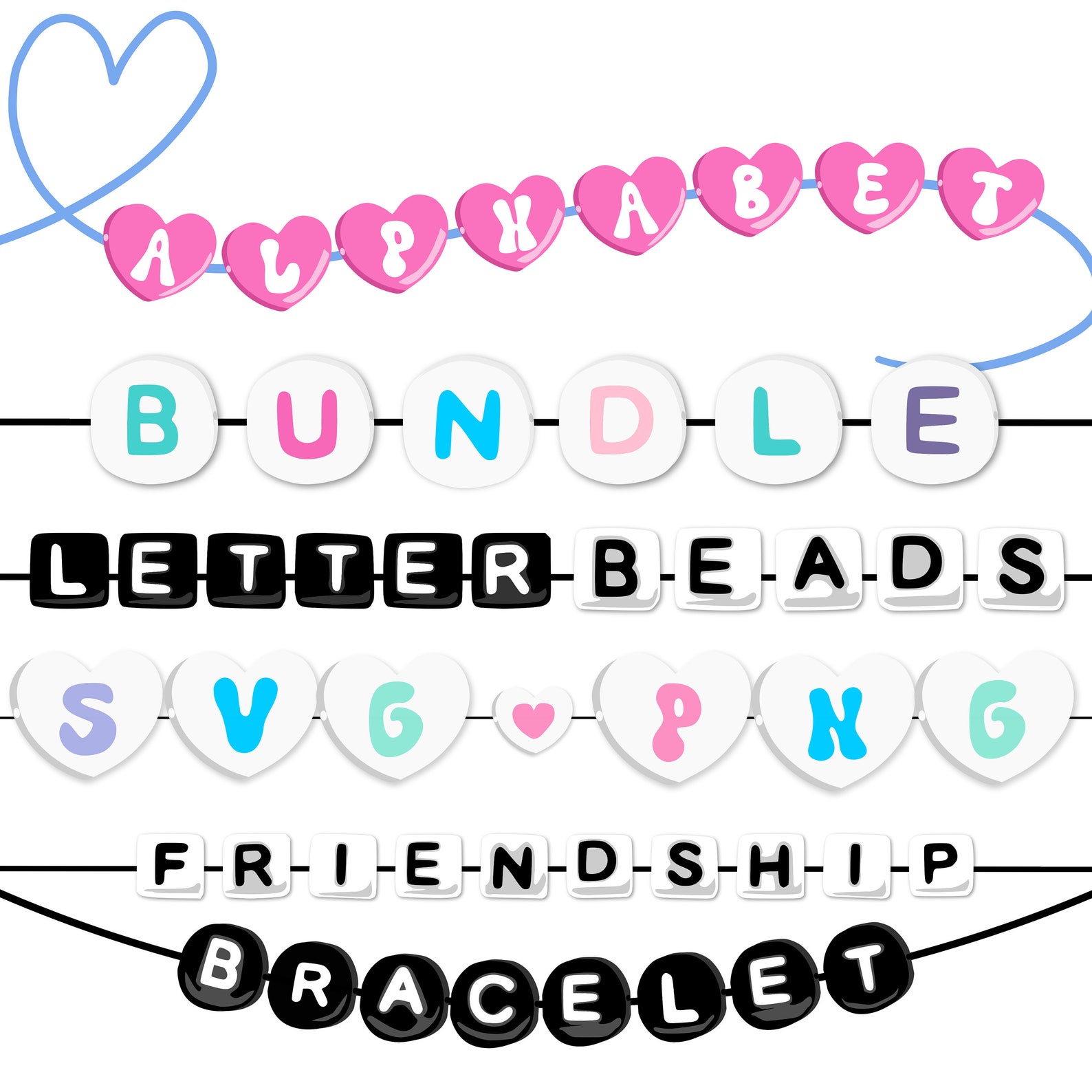 Friendship Bracelet SVG PNG Bundle, Friendship Bracelet Clipart ...