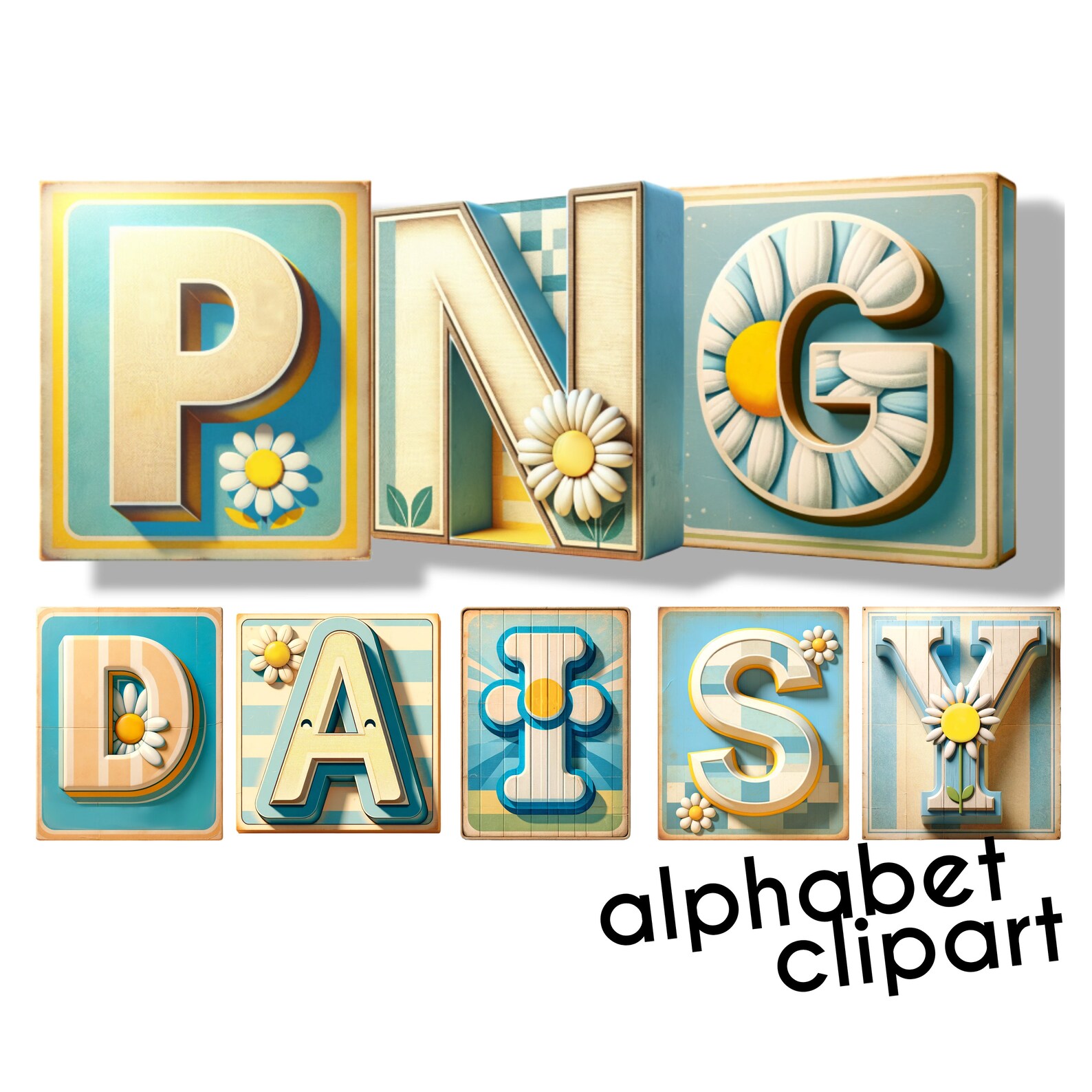 Alphabet PNG, 3D Letters, Retro Doodle Letters, Doodle Font, 3D ...