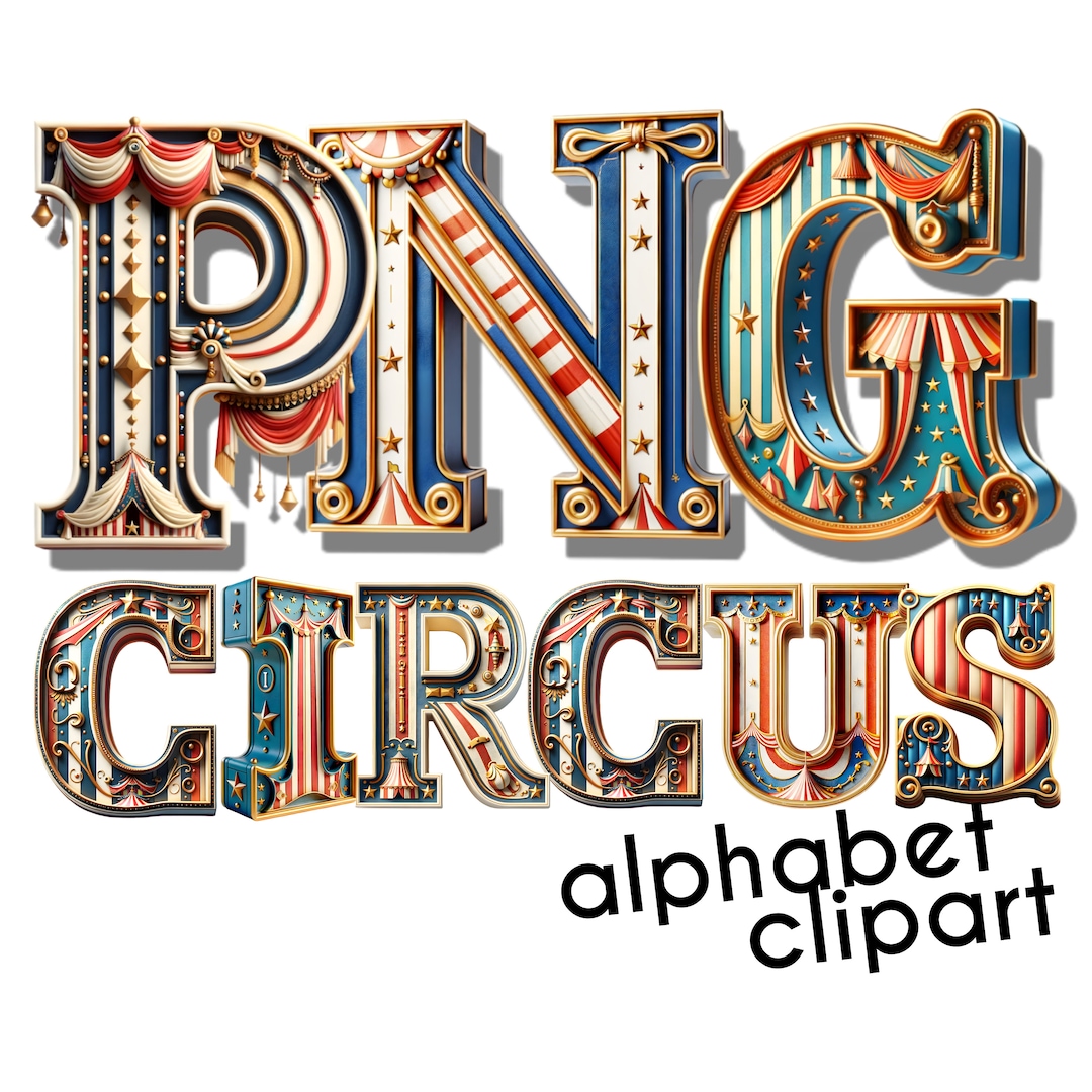 Circus Font Letters, Alphabet Set, PNG Doodle Letter Font, Alpha Clip ...