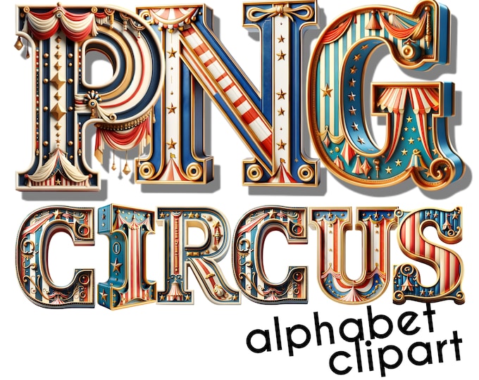 Carnival Circus Banner All Letters Numbers and Ends, INSTANT DOWNLOAD ...
