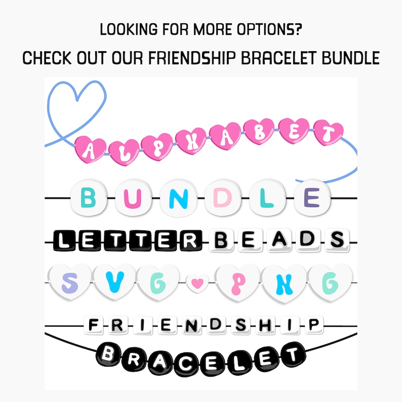 Friendship Bracelet SVG Bundle: Digital Alphabet Bead Clipart Pattern ...