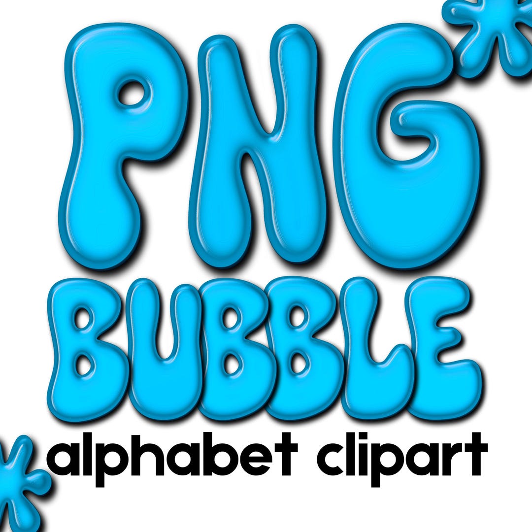 Blue Bubble Font Groovy Text Letters, Retro Alphabet, Wavy Doodle ...