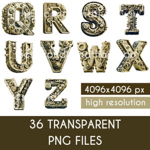 Robot PNG, Doodle Letters, Doodle Font, 3D Gold Letters, Alphabet PNG ...
