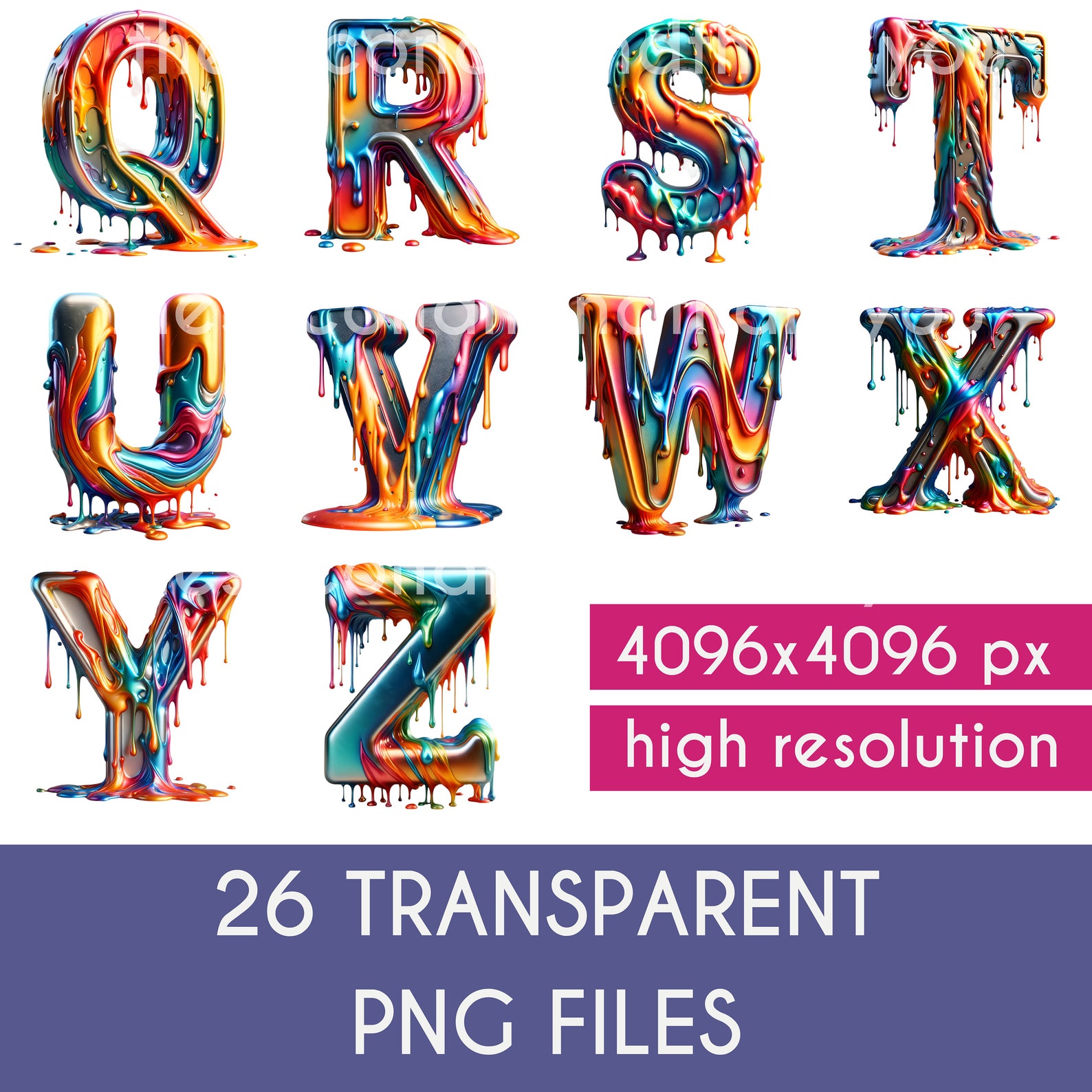 3D Letters, Doodle Letters, Alphabet Set PNG, Bundle 3D Alphabet, Metal ...