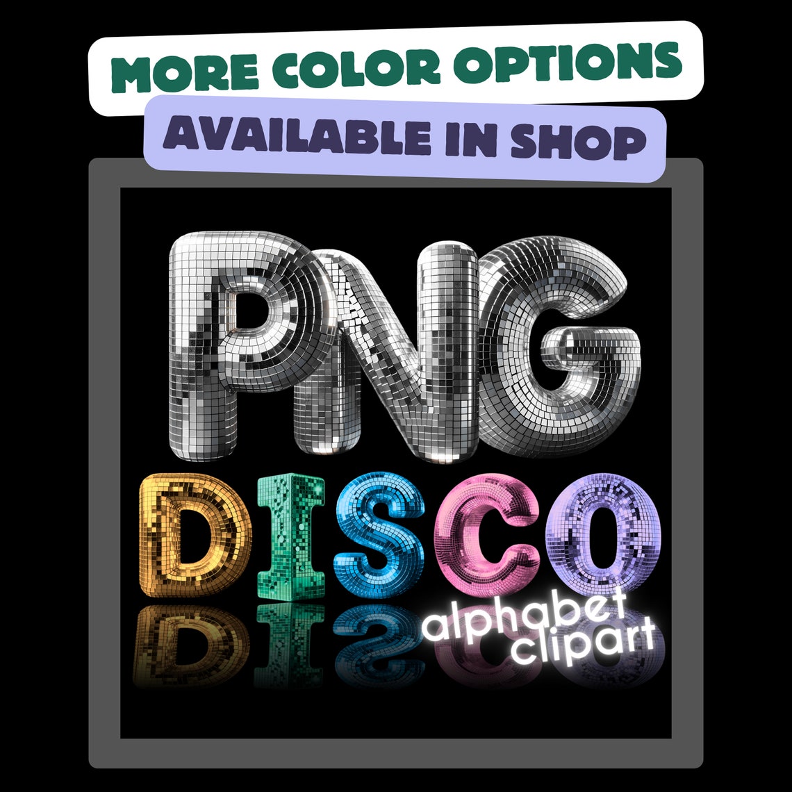 Disco Ball PNG 3D Alphabet: Pink Colorful Sparkly Clipart Letters ...