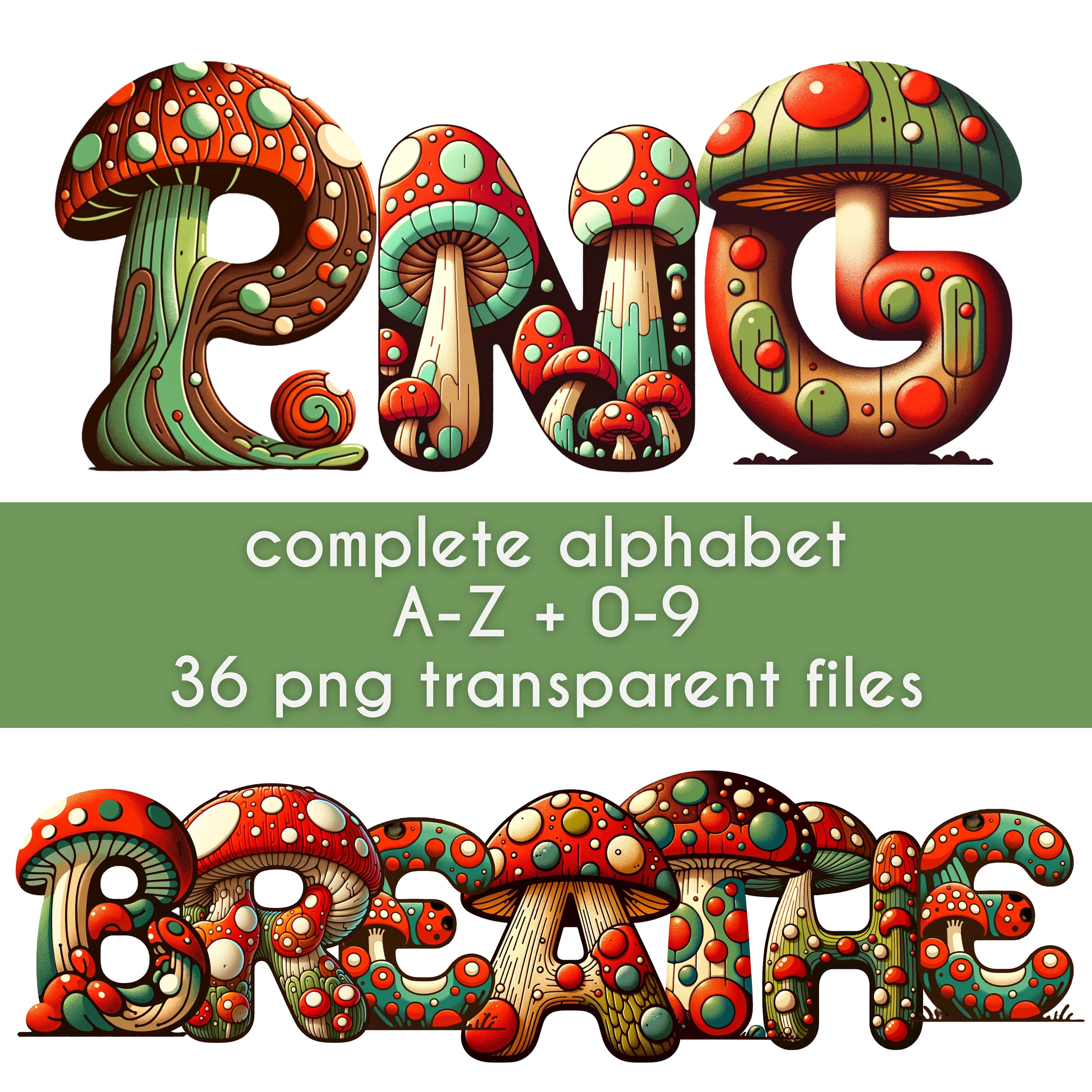 Retro 3D Mushroom Alphabet PNG Clipart, Bundle 3D Alphabet, Retro ...