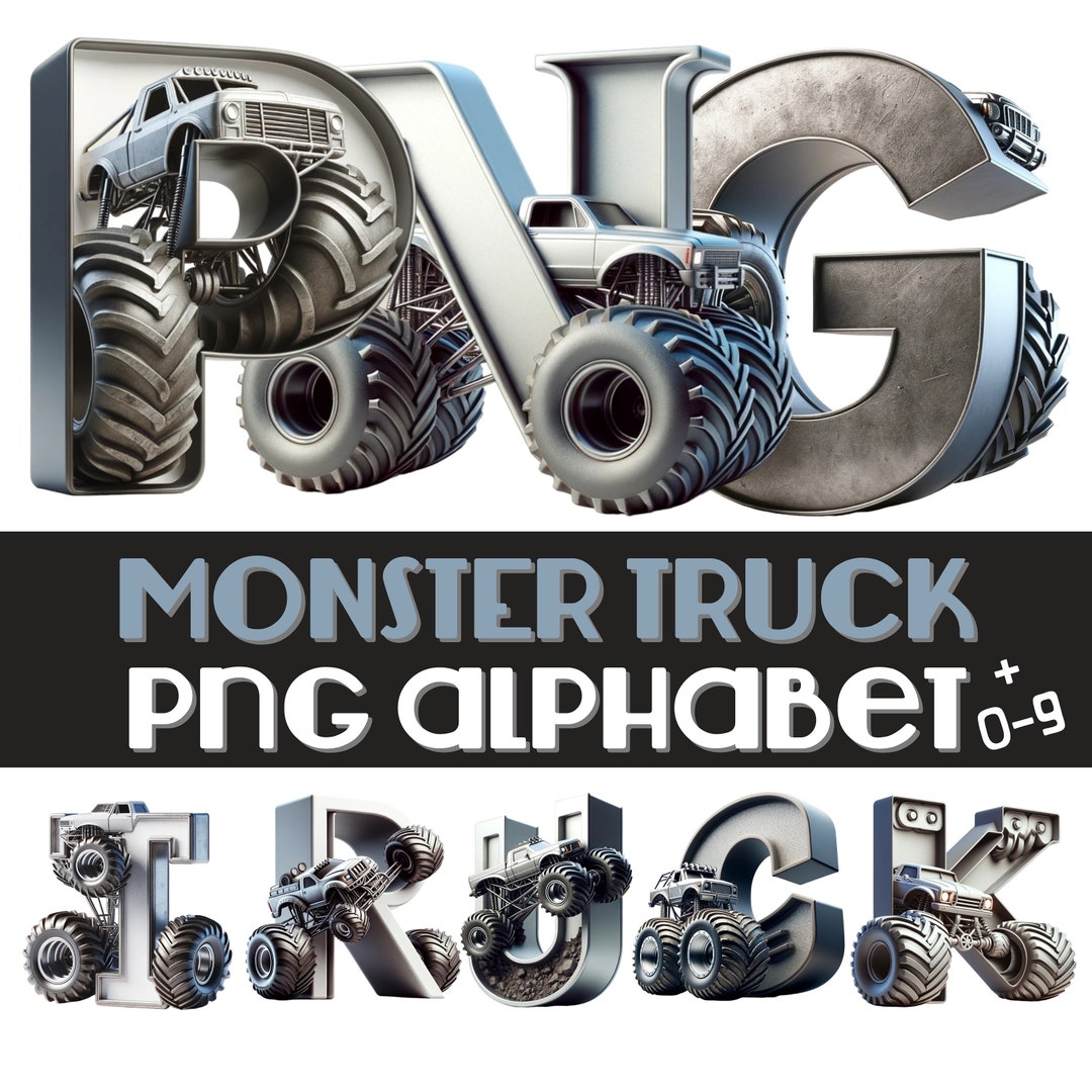 Monster Truck PNG, Doodle Letters, Doodle Font, 3D Letters, Alphabet ...