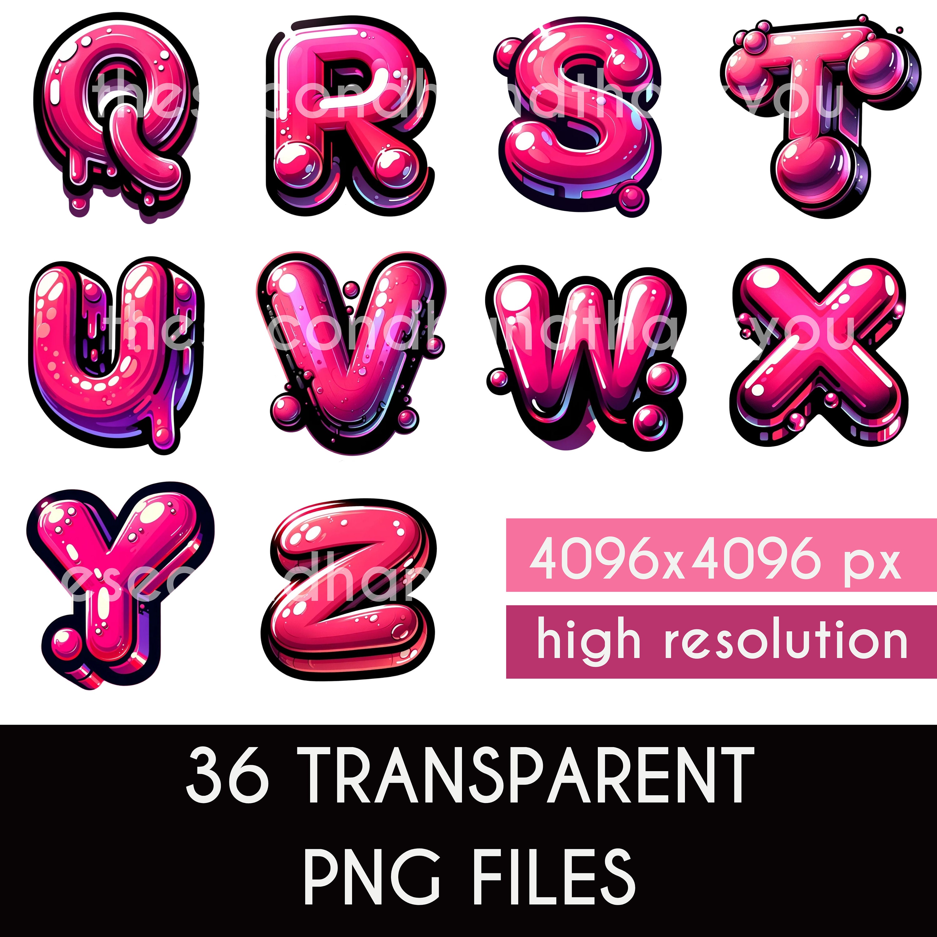 Graffiti Font Bundle 3D PNG Alphabet, Bubble Letters, Doodle Font ...