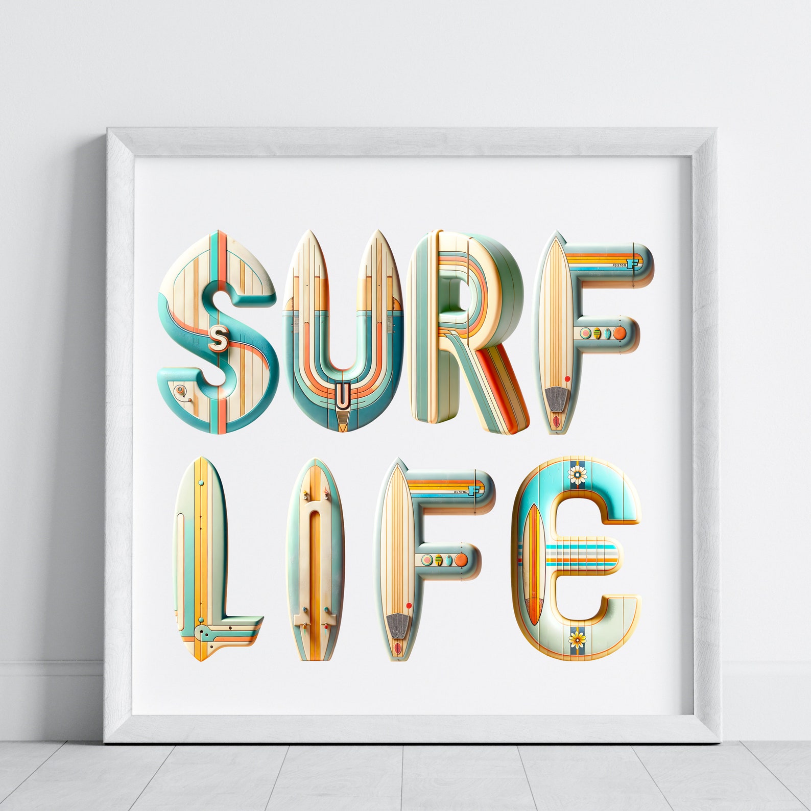 Surfboard Alphabet, 3D Font, Surfer Clipart, Doodle Letters ...