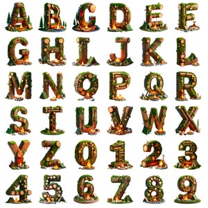 Camping Font 3D PNG Letters, Summer Camp Alphabet Set, Camper Doodle ...