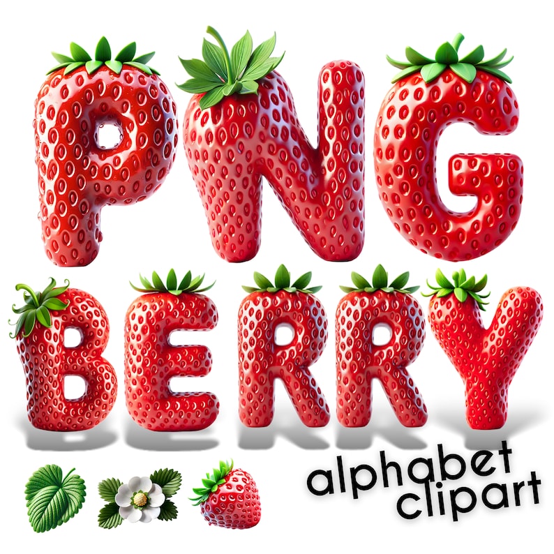 3D Realistic Strawberry Alphabet and Numbers Font Set | PNG Format ...