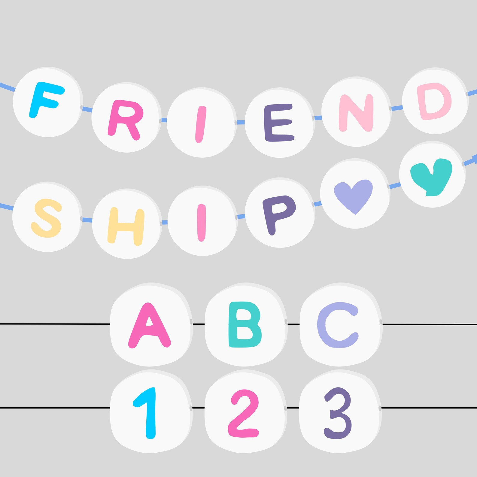 Friendship Bead Bracelet SVG, Alphabet Bead, Doodle Letters, Doodle ...