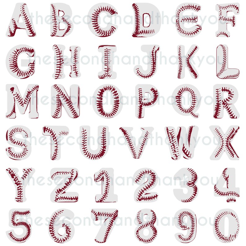 Baseball SVG Letters Numbers, 3D SVG Alphabet, Baseball PNG, Digital ...