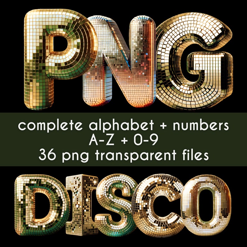 Gold Disco Ball PNG, 3D Alphabet, Doodle Letters, Doodle Font, Gold ...