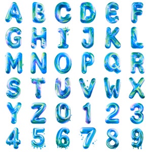 Water Font Bubble Letters PNG: 3D Doodle Letters Alphabet, Ocean Font ...