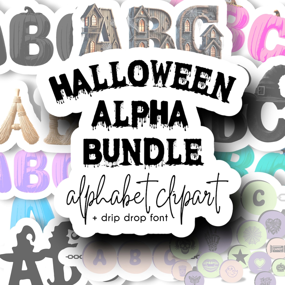 Halloween Alphabet PNG Font SVG Bundle | Halloween Doodle Letters ...