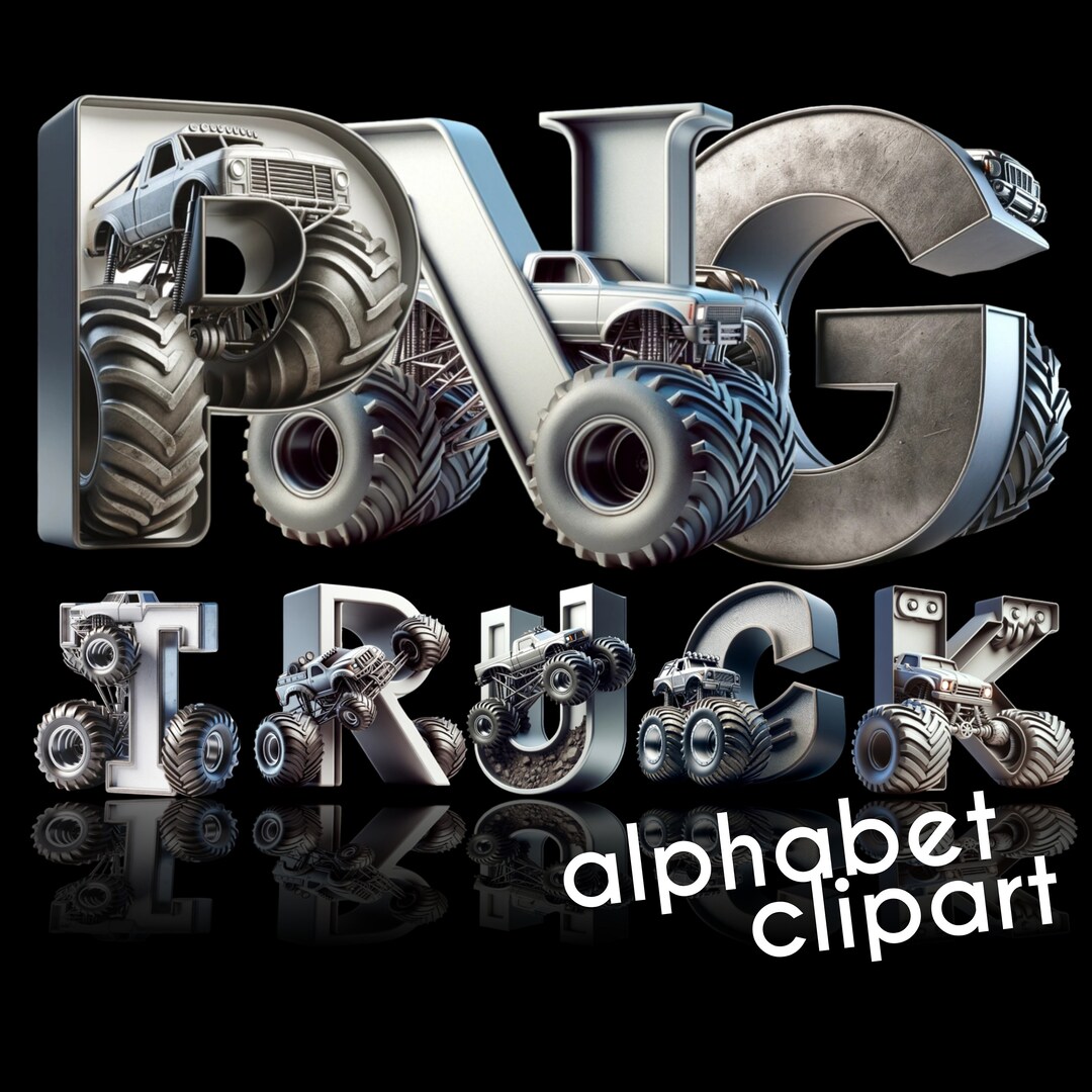 Monster Truck PNG, Doodle Letters, Doodle Font, 3D Letters, Alphabet ...