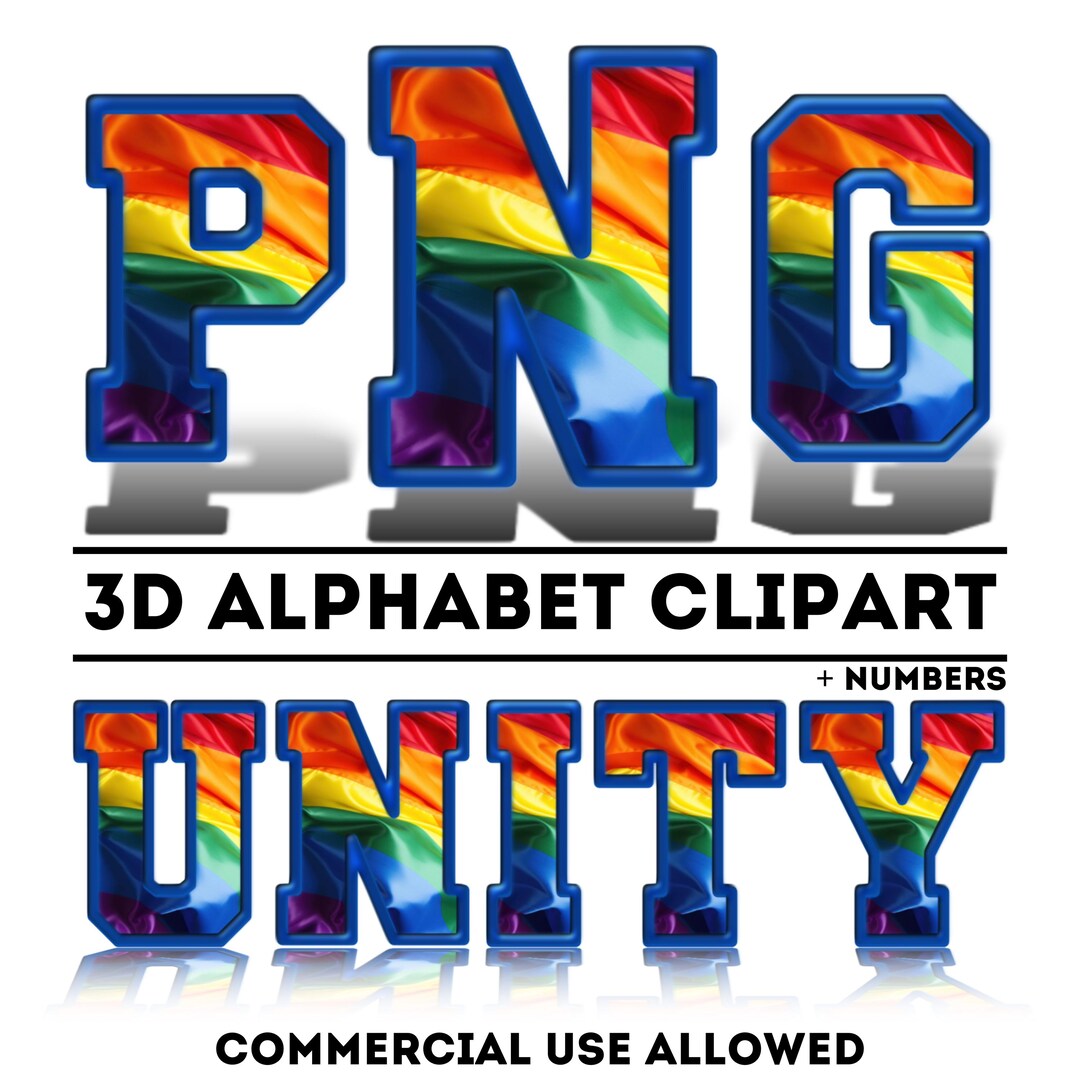 Pride Alphabet Clipart PNG | LGBTQ Rainbow Letters & Numbers | 3D Pride ...