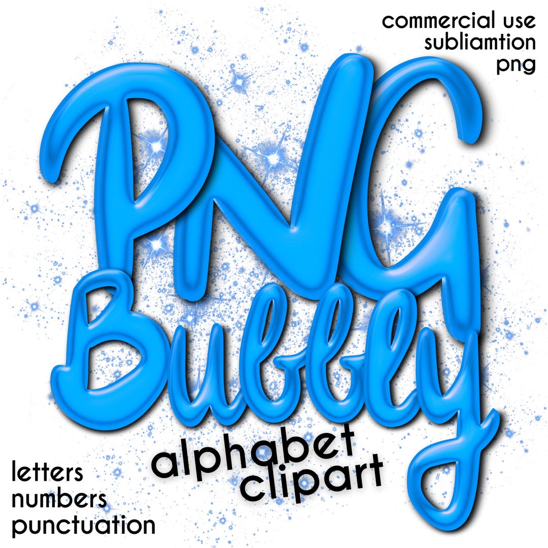 Bubbly Script PNG Alphabet Clipart | Blue 3D Letter Font for Canva ...
