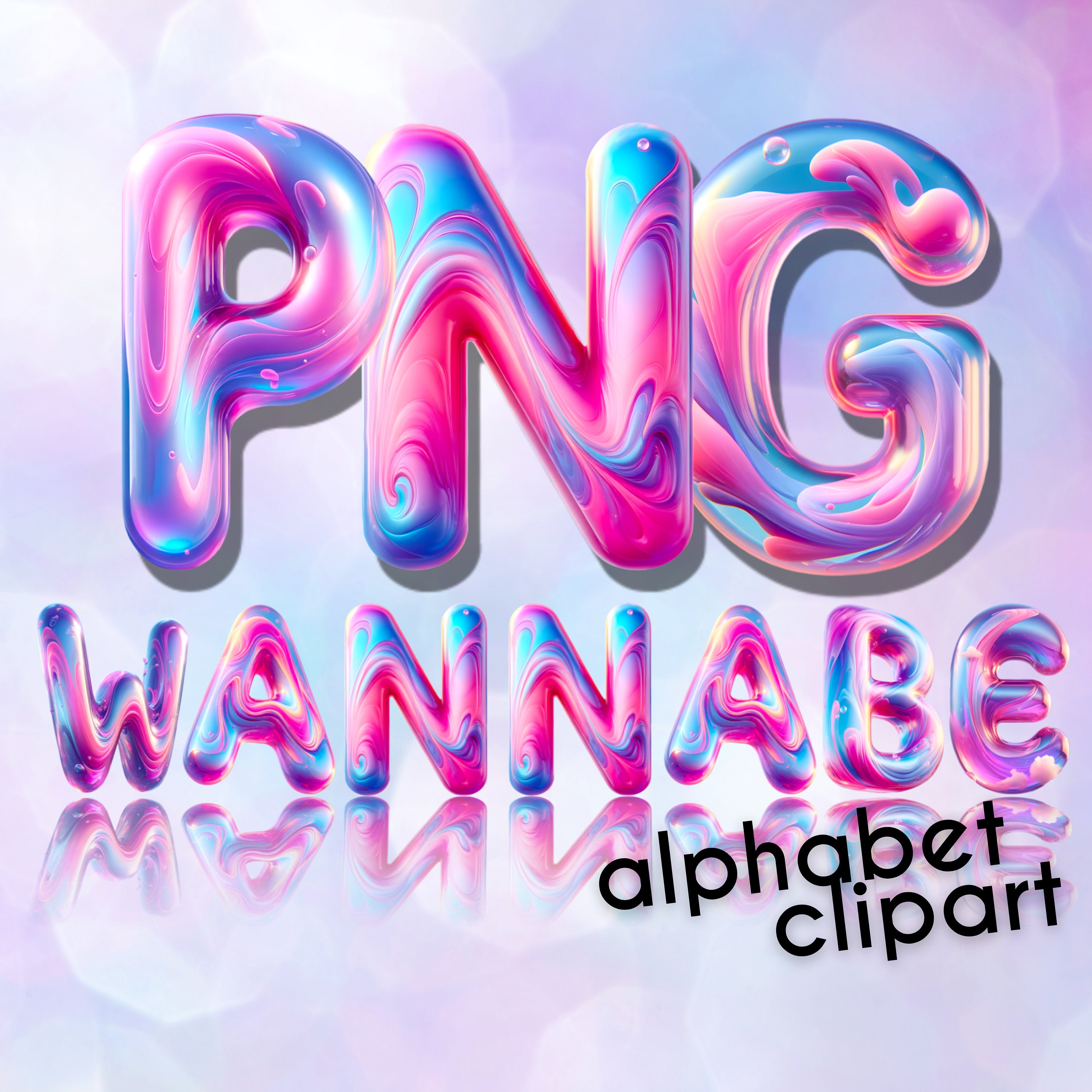 Y2K Font PNG 3D Letters: Groovy Alphabet Bubble Font, Millennial ...