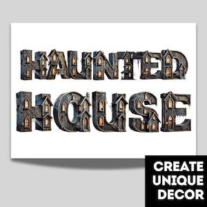 Haunted House Alphabet Clipart | 3D PNG Halloween Font | Spooky Alpha ...