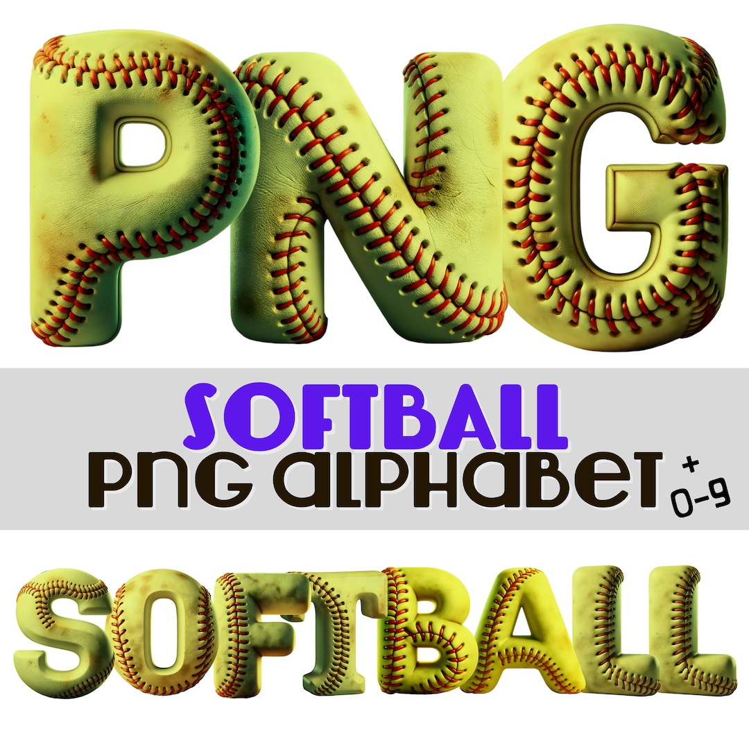 Softball PNG, Doodle Letters, Doodle Font, 3D Letters, Alphabet PNG ...