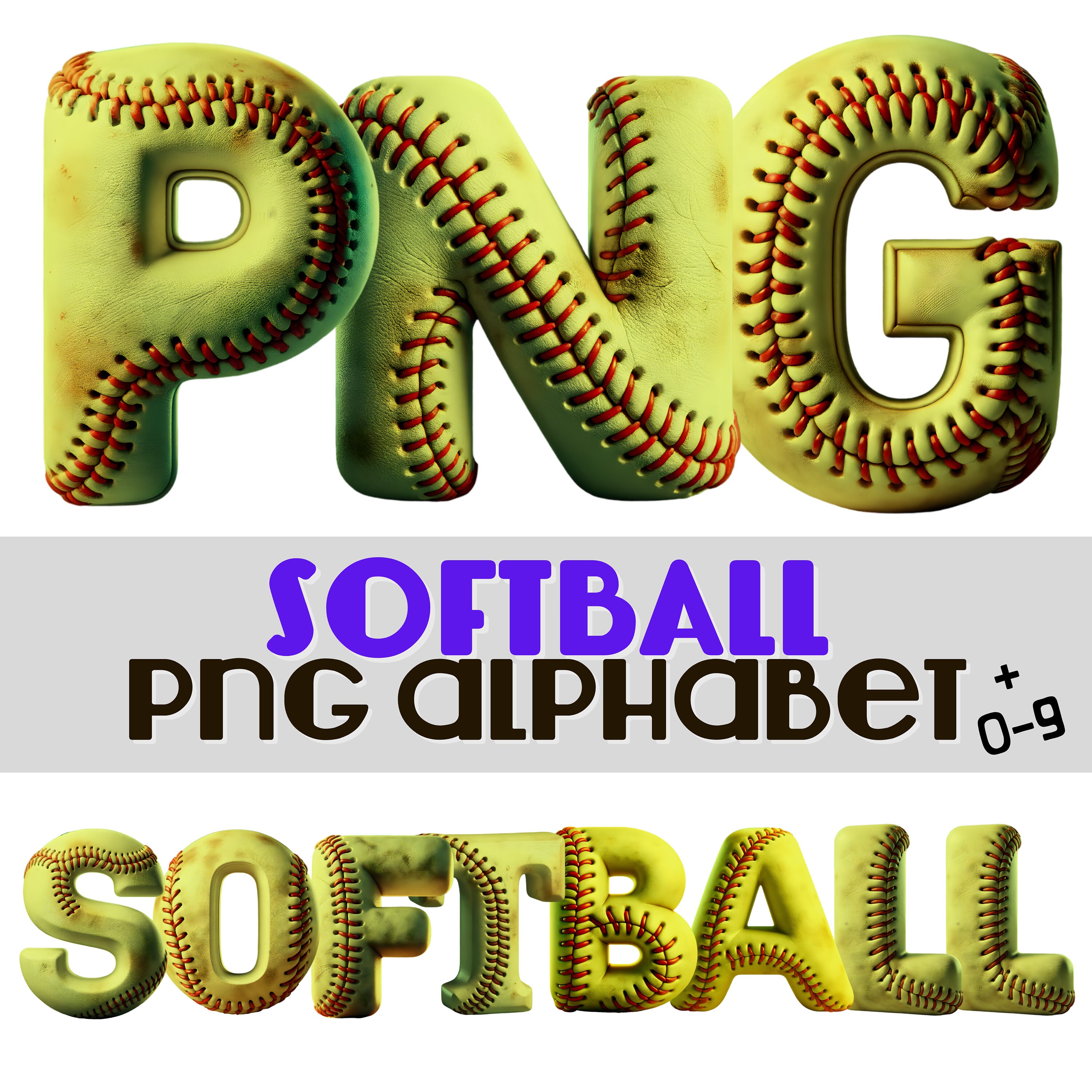 Softball PNG, Doodle Letters, Doodle Font, 3D Letters, Alphabet PNG ...